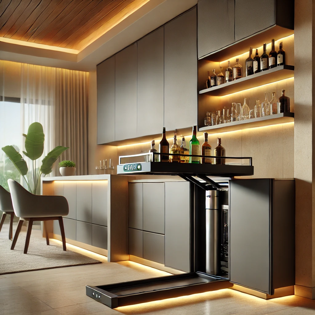 Bar cabinet up and down using of Electric Linear Actuator